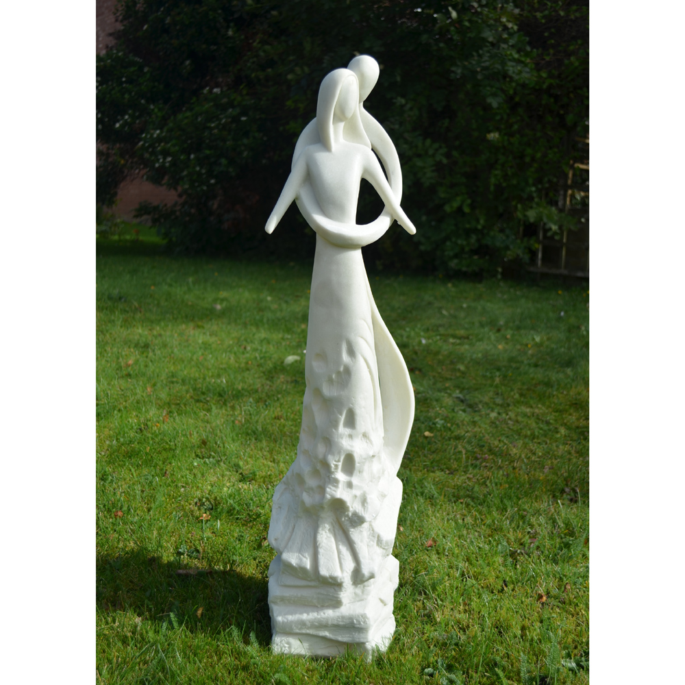 Caring Embrace White Contemporary Statue