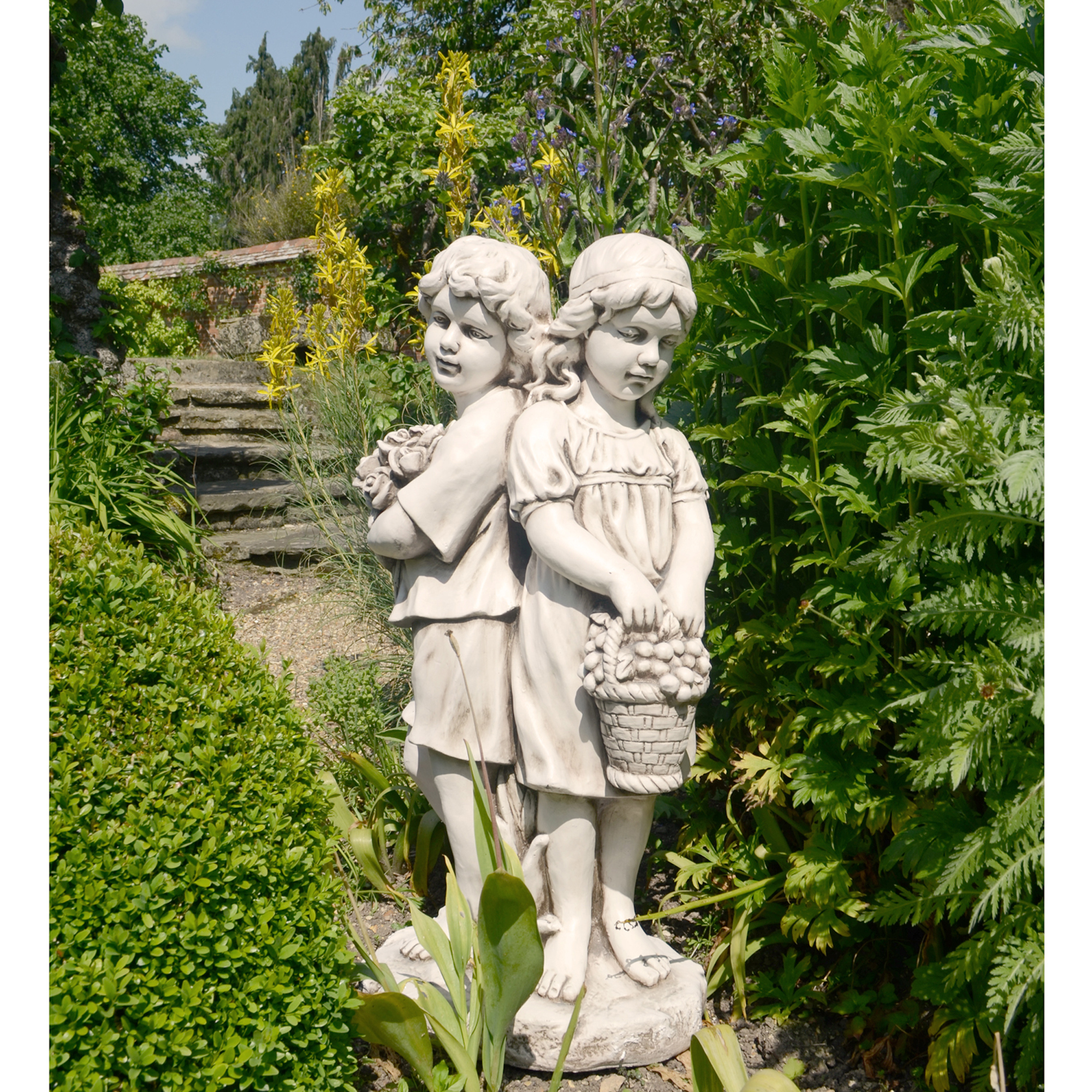 Jack & Jill Standing Statue - antique stone effect - Europa Leisure (UK)